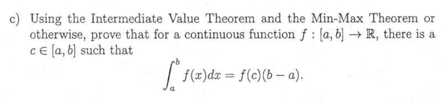 Solved C Using The Intermediate Value Theorem And The