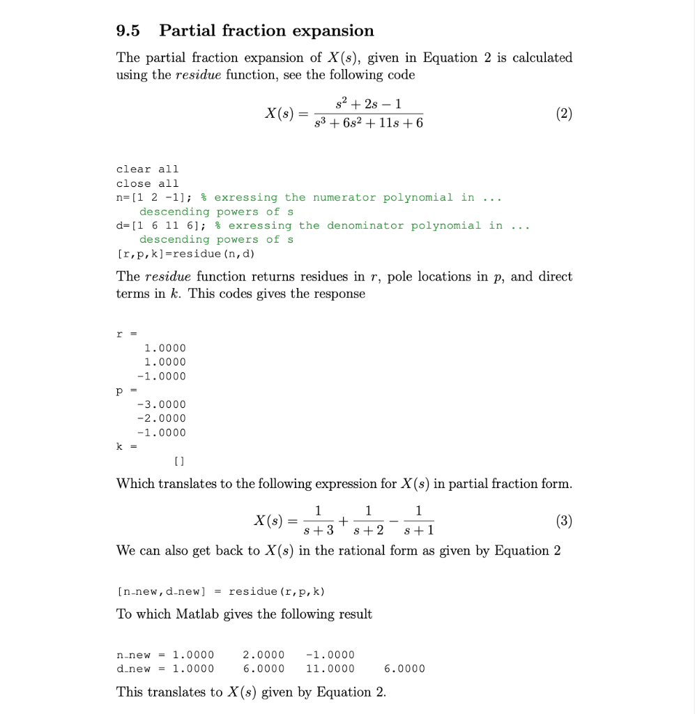 9.5 Partial fraction expansion The partial fraction | Chegg.com