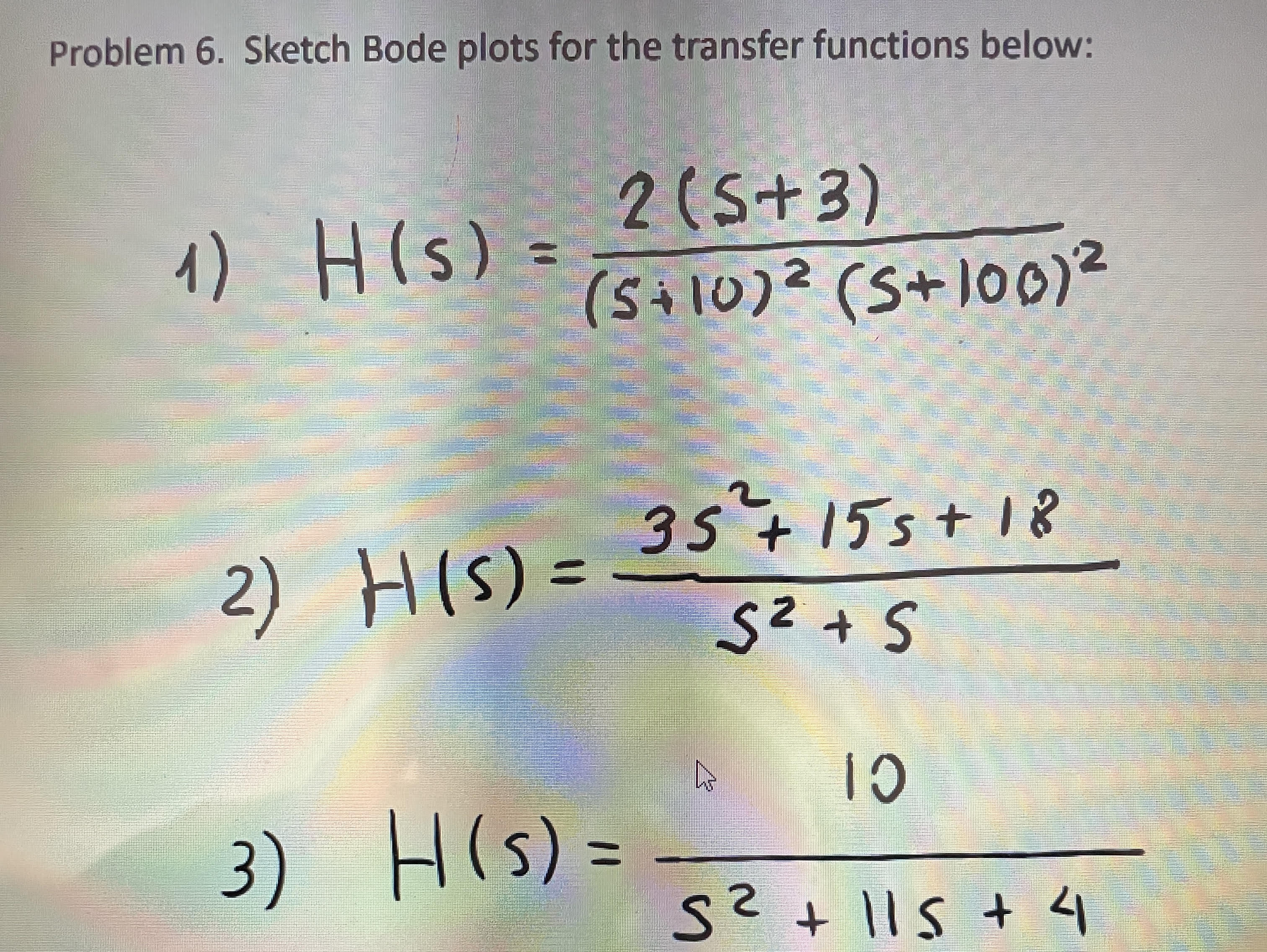 Solved Problem 6 Sketch Bode Plots For The Transfer 