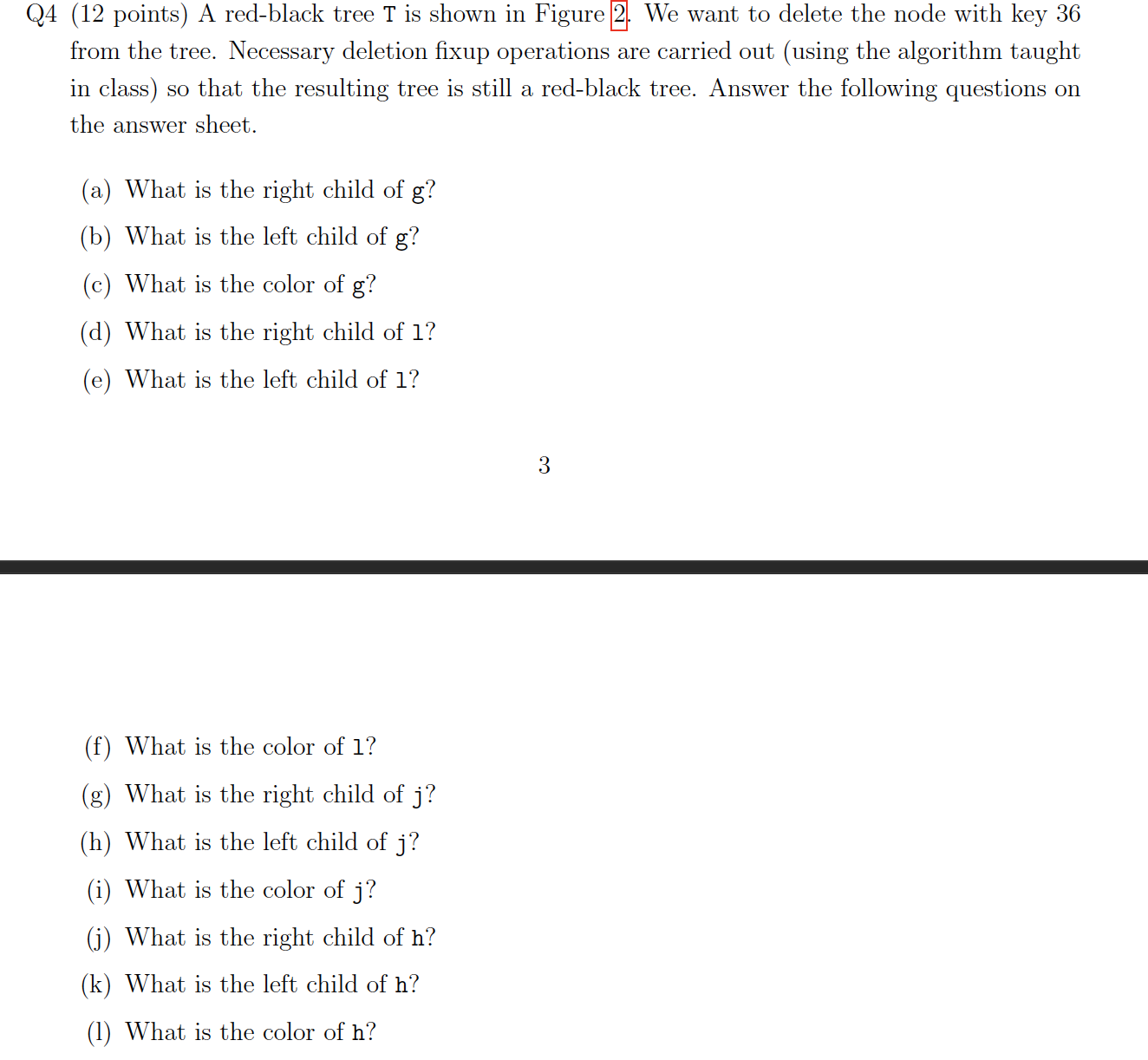 Solved Q3 (16 points) A red-black tree (RBT) T is shown in | Chegg.com