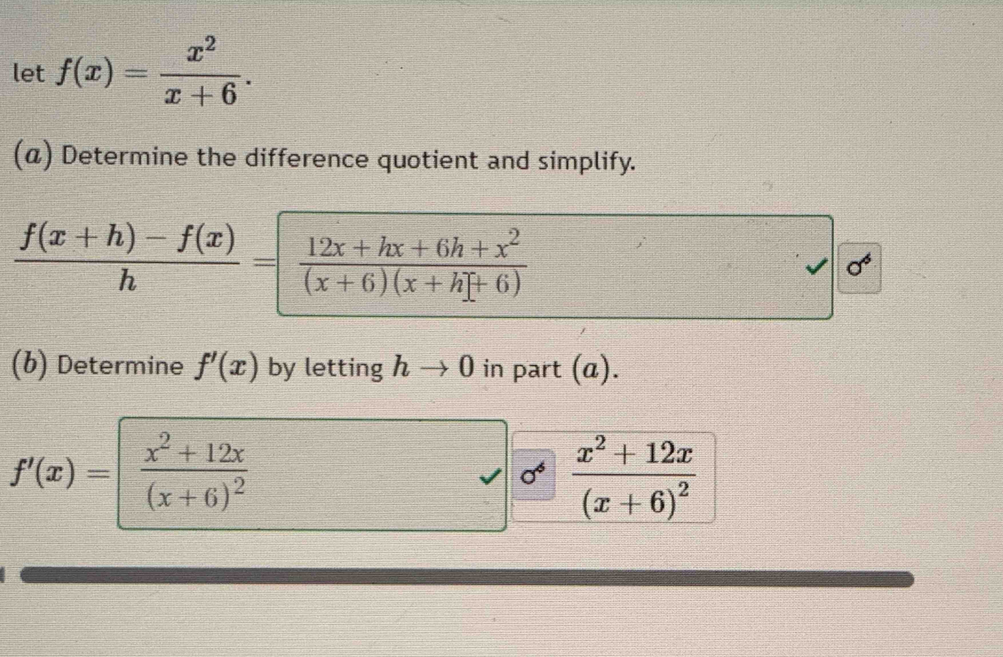 Solved (a) ﻿Determine the difference quotient and | Chegg.com