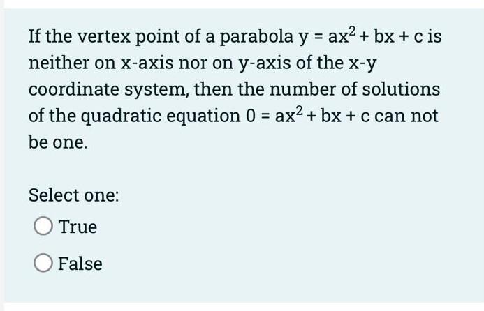 Solved If the vertex point of a parabola y=ax2+bx+c is | Chegg.com