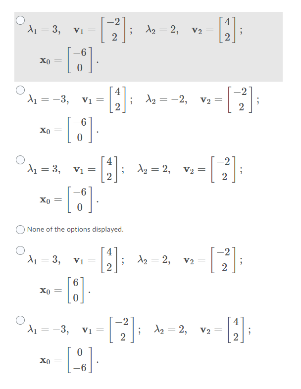 Solved Question 8 (8 points) Find the eigenpairs of matrix A | Chegg.com