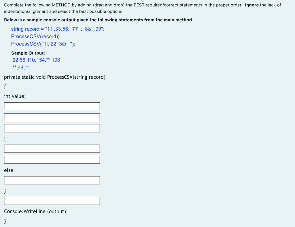 Solved Complete the following METHOD by adding (drag and | Chegg.com