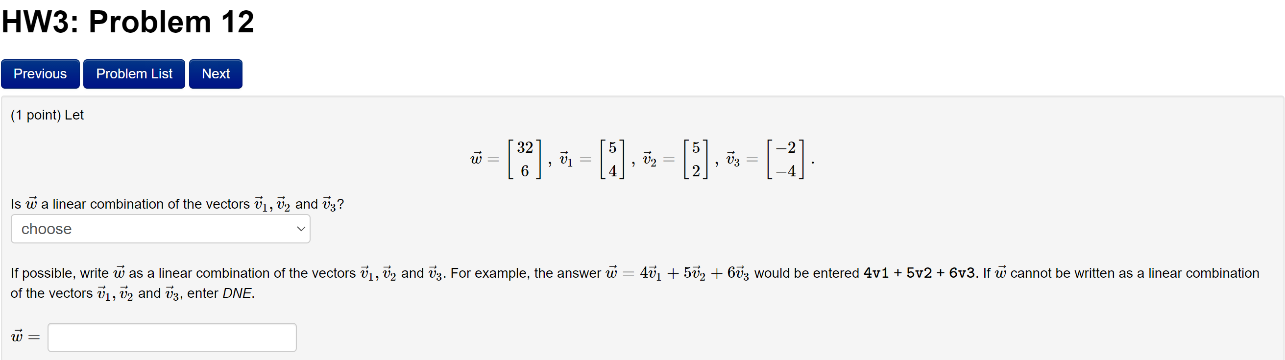 Solved HW3: Problem 12 Previous Problem List Next (1 point) | Chegg.com