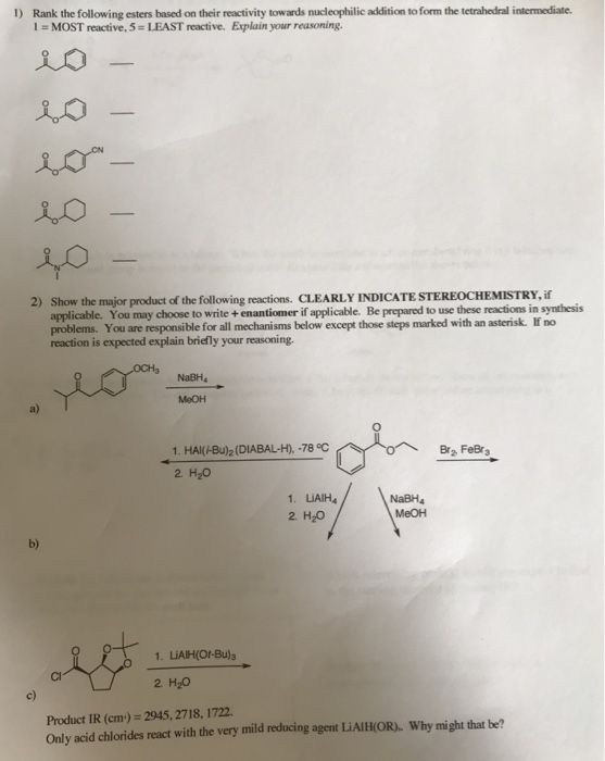 Solved 1) Rank the following esters based on their | Chegg.com
