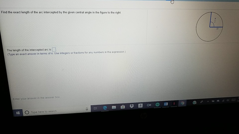 Solved Find the exact length of the arc intercepted by the | Chegg.com