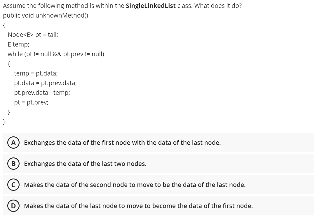 Solved Assume the following method is within the | Chegg.com