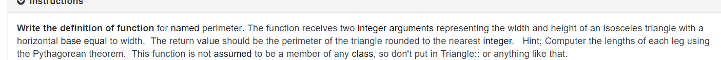 Solved Write the definition of function for named perimeter. | Chegg.com