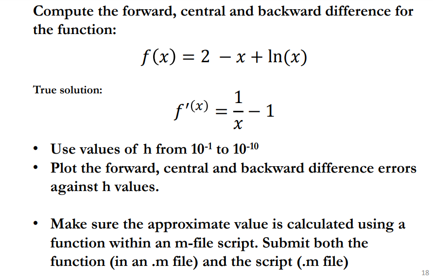Solved Compute the forward, central and backward difference | Chegg.com