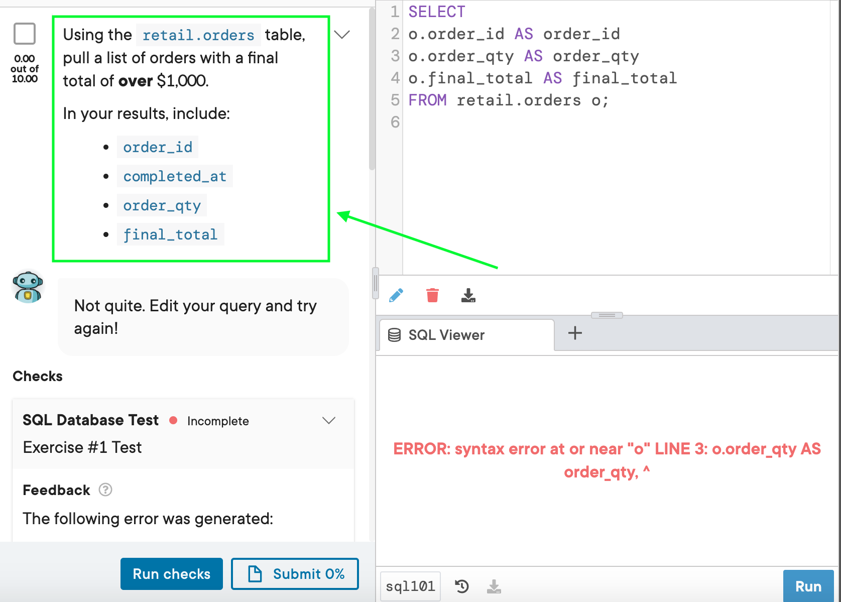 Using the retail.orders table, pull a list of orders | Chegg.com