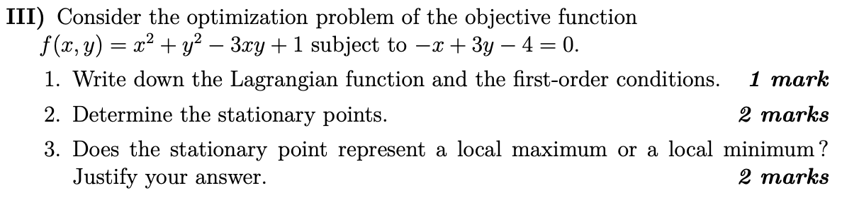 Solved Consider the optimization problem of the objective | Chegg.com