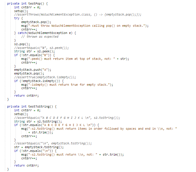 Solved private int testpop() \{ int cnterr =0; setup(); | Chegg.com