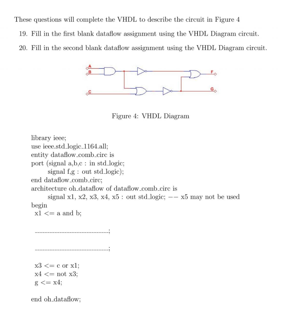 Solved These questions will complete the VHDL to describe | Chegg.com