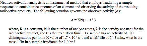 Solved Neutron activation analysis is an instrumental method | Chegg.com