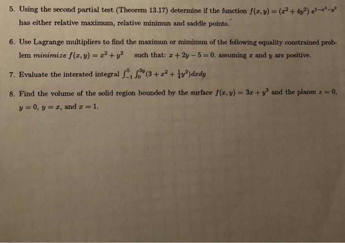 Solved 5. Using the second partial test (Theorem 13.17) | Chegg.com