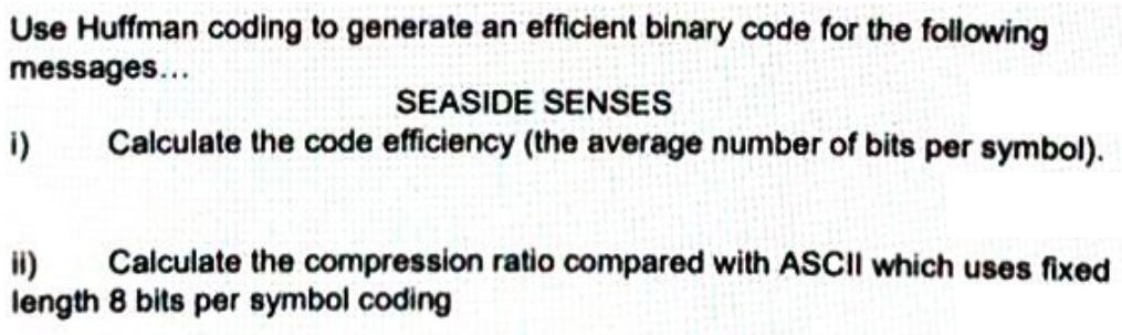 Solved Use Huffman coding to generate an efficient binary | Chegg.com