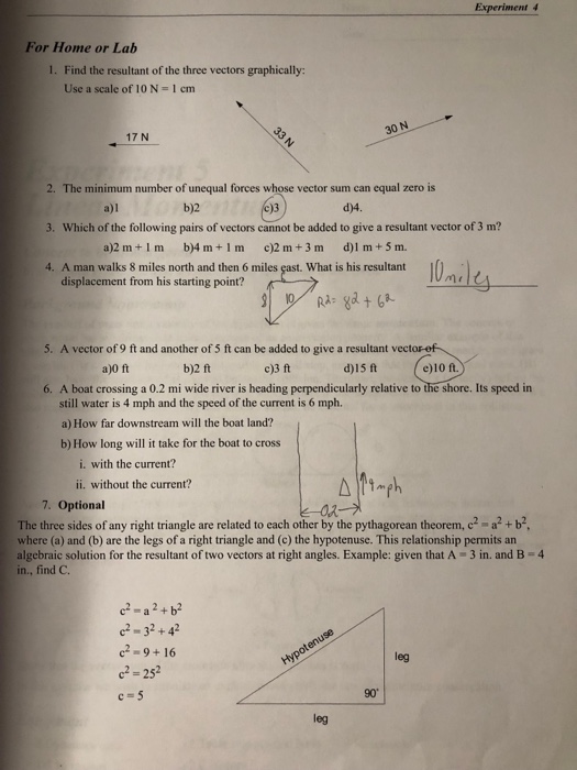 Solved Experiment 4 For Home or Lab 1. Find the resultant of | Chegg.com