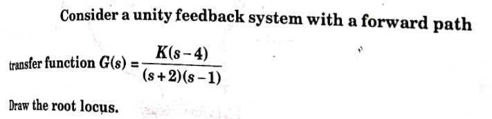 Solved Consider a unity feedback system with a forward path | Chegg.com