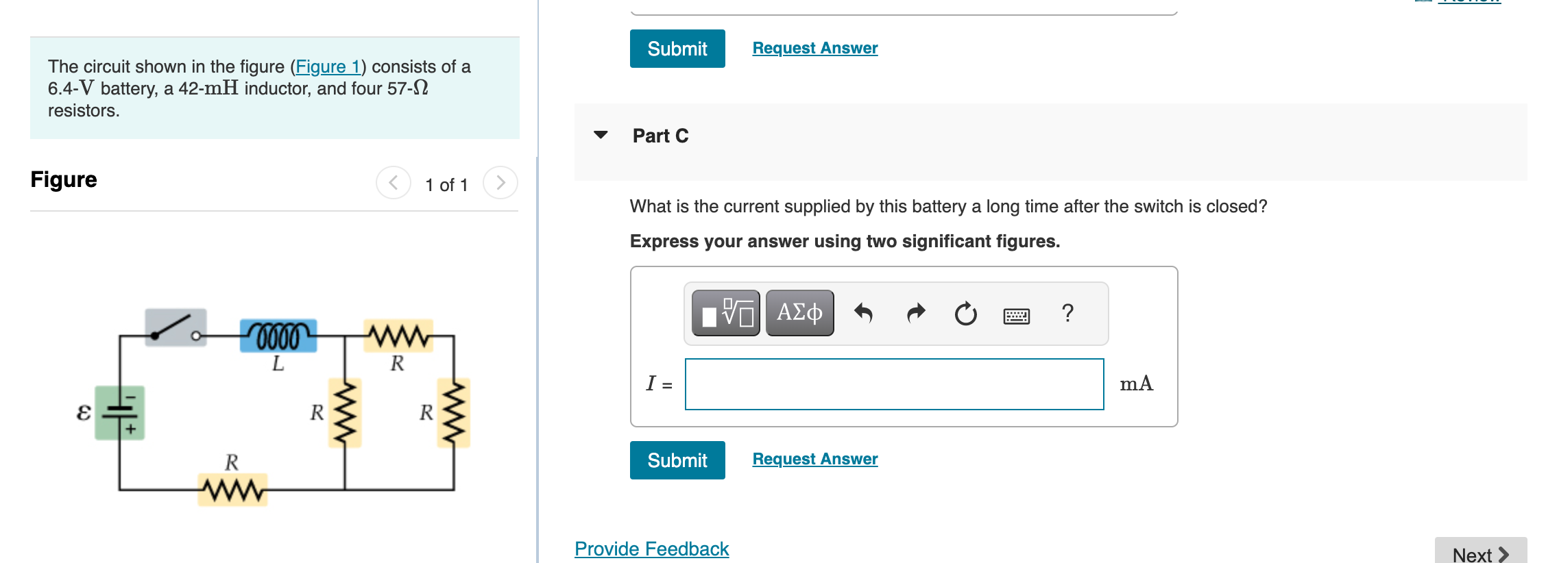 Solved The circuit shown in the figure consists of a 6.4- V | Chegg.com