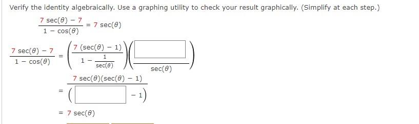 Solved Verify the identity algebraically. Use a graphing | Chegg.com