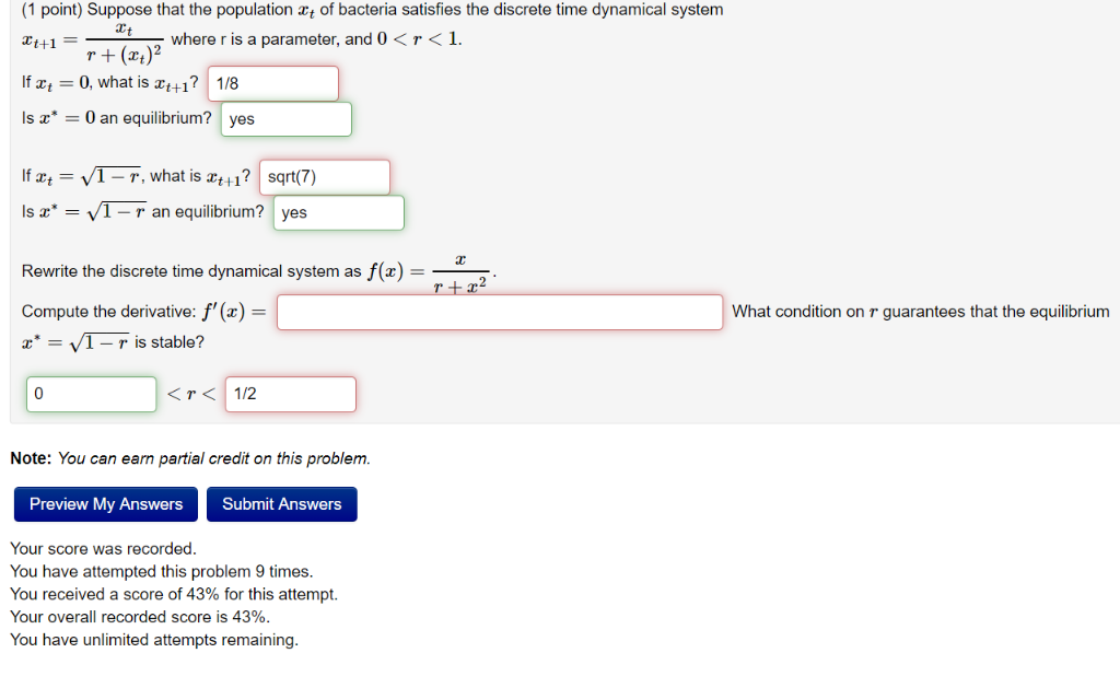 Solved (1 point) Suppose that the population t of bacteria | Chegg.com