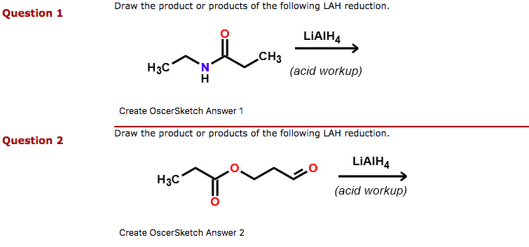 Solved Draw the product or products of the following LAH | Chegg.com