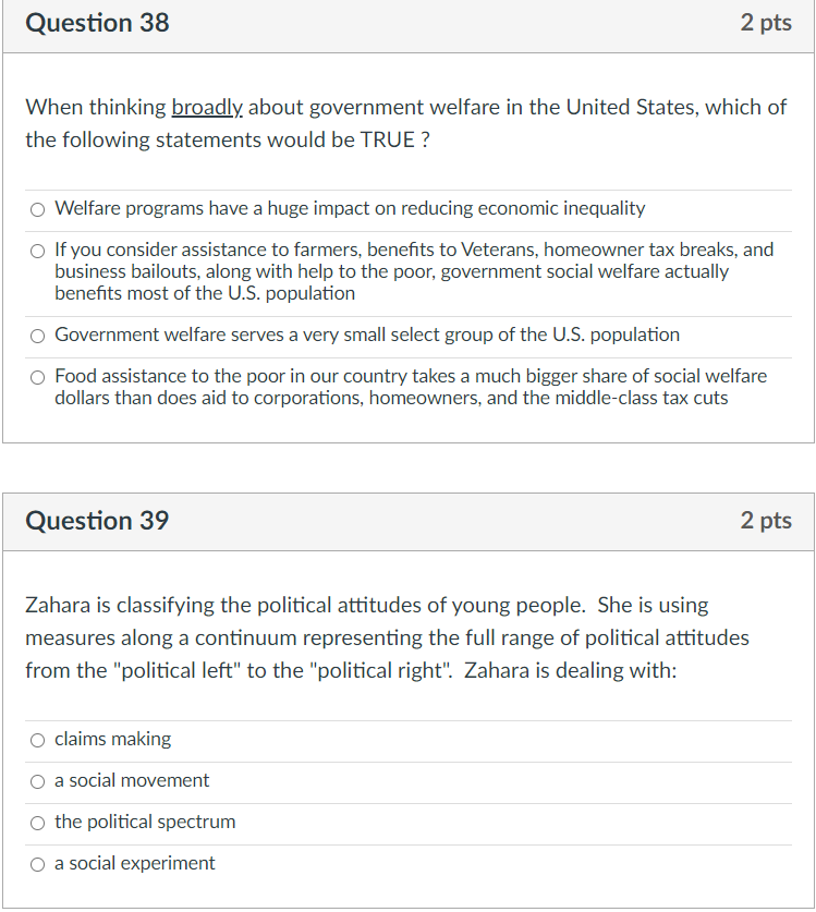 When thinking broadly about government welfare in the | Chegg.com