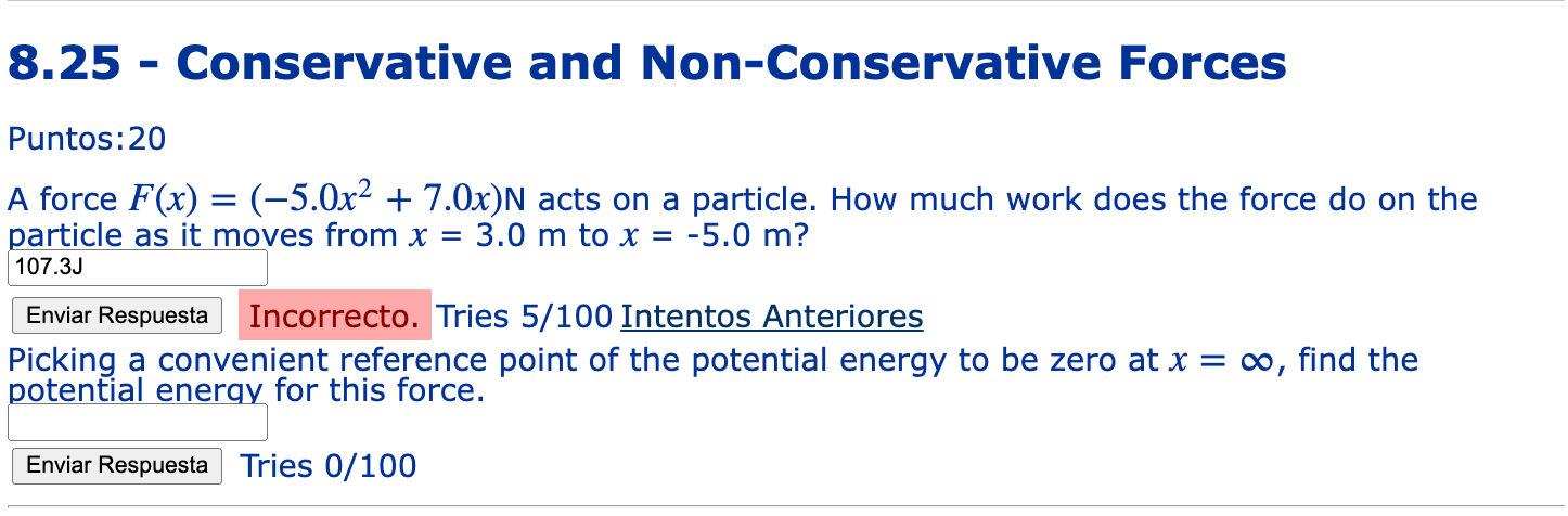 Solved 8.25 - Conservative and Non-Conservative Forces | Chegg.com