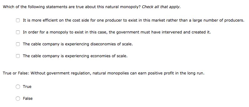 Solved 2. Natural monopoly analysis The following graph | Chegg.com