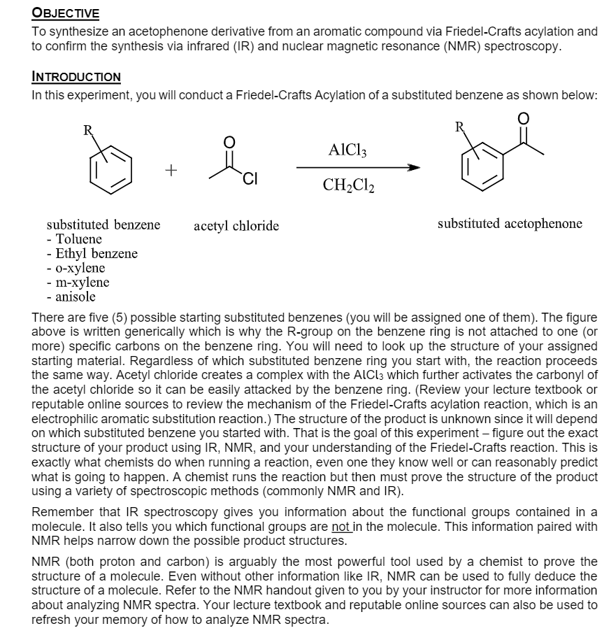 Solved OBJECTIVE To synthesize an acetophenone derivative | Chegg.com