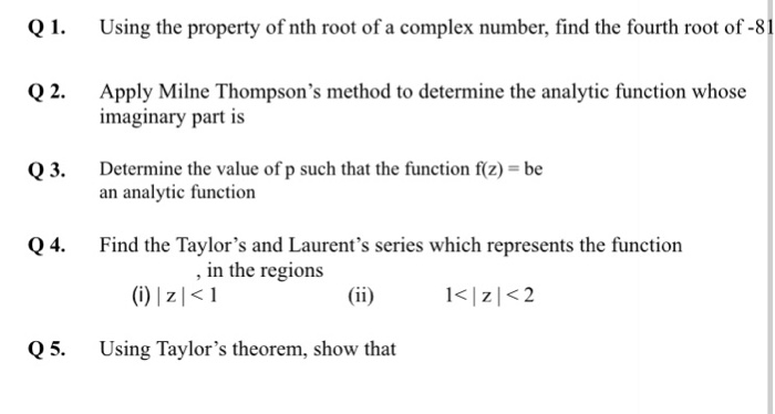 Solved Q1. Using the property of nth root of a complex | Chegg.com