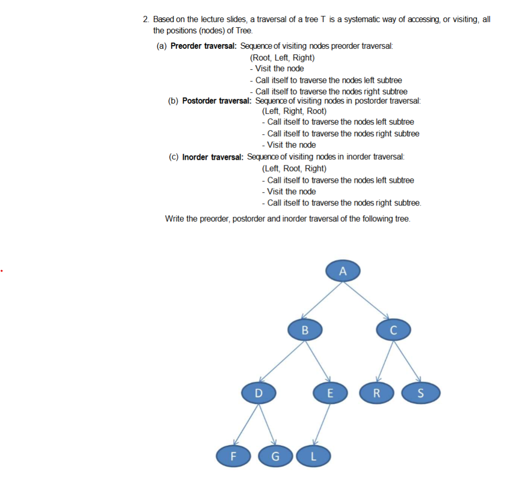 Solved Based on the lecture slides, a traversal of a tree T | Chegg.com