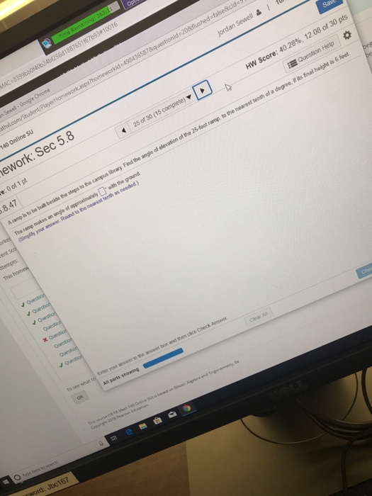 Solved 140 Online SU ework: Sec 5.8 e: 0 of 1 pt HW Score: | Chegg.com