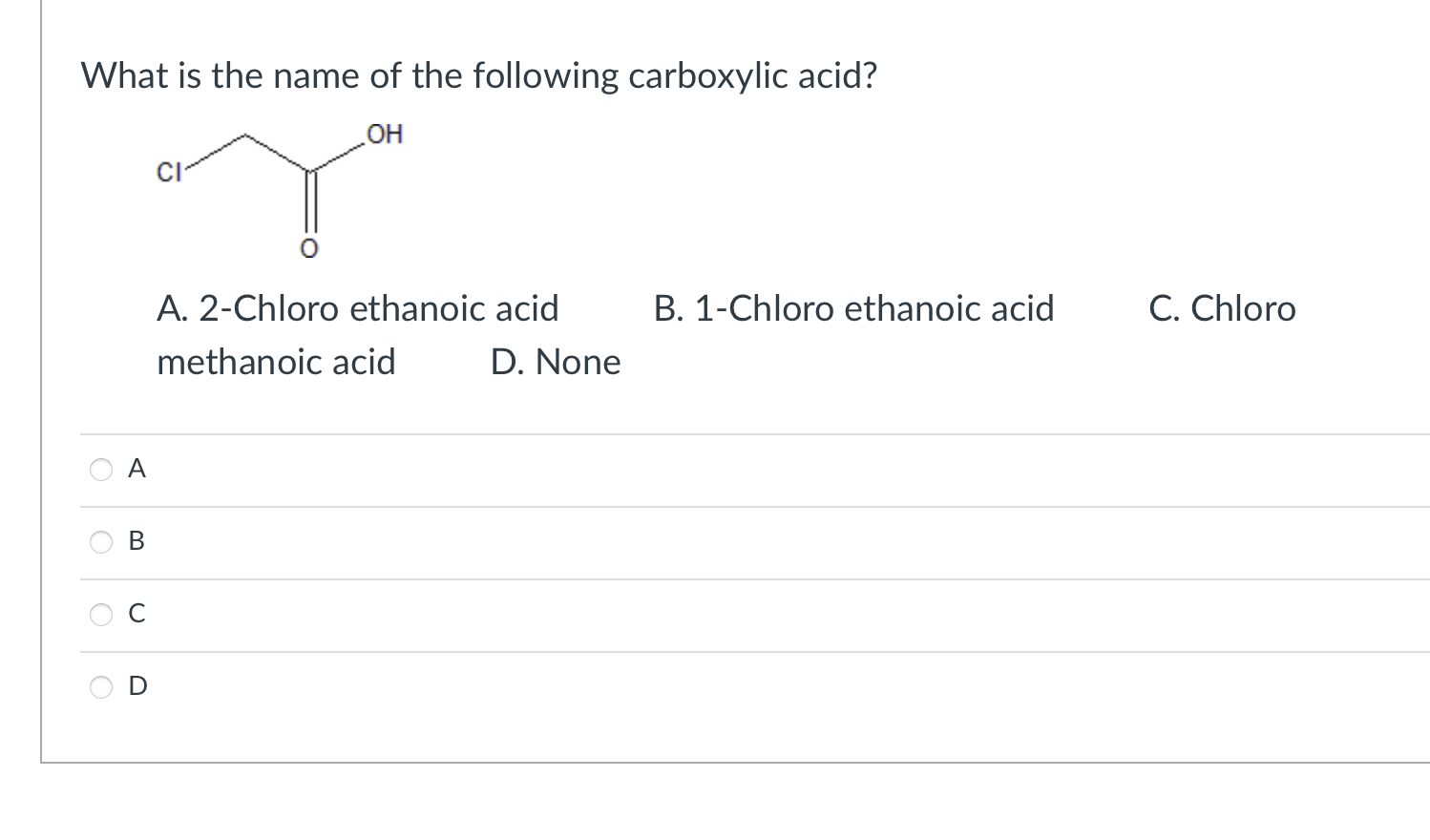 Solved What is the name of the following carboxylic acid? ОН | Chegg.com