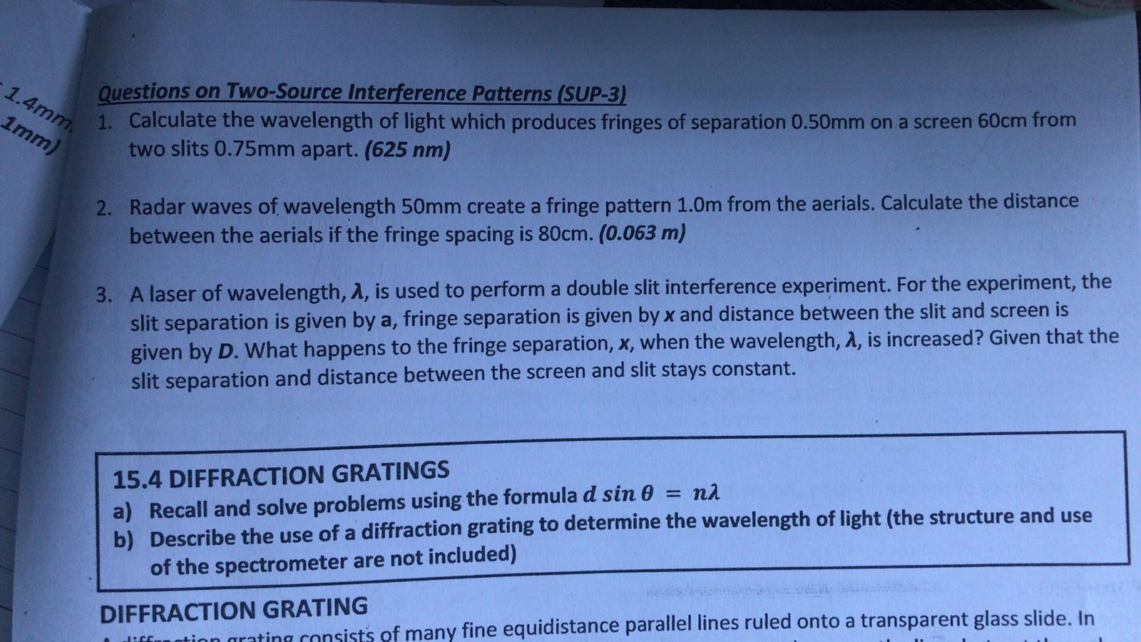 Solved Questions on Two-Source Interference Patterns (SUP-3) | Chegg.com