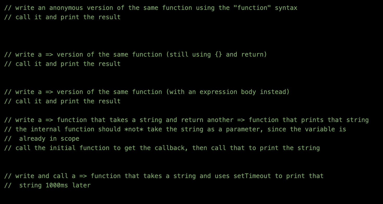 Solved // write an anonymous version of the same function | Chegg.com