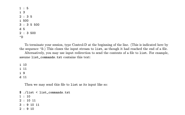 Solved 1.4 list: Linked lists Write a program list that | Chegg.com