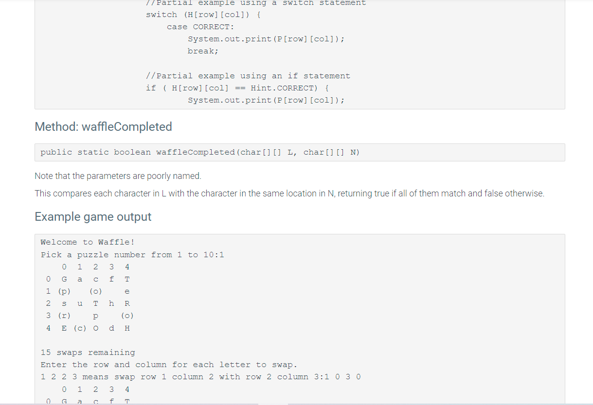 Solved This program is inspired by Waffle. Play Waffle to | Chegg.com