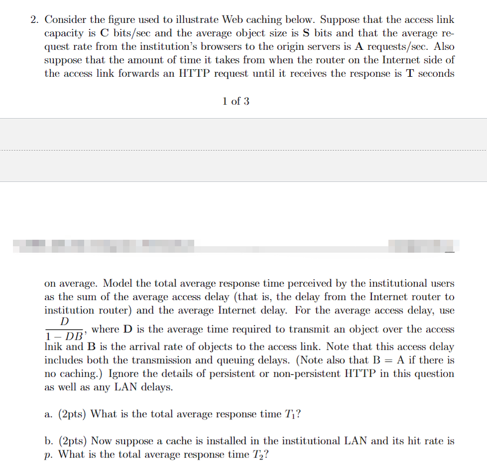 Solved 2. Consider the figure used to illustrate Web caching | Chegg.com