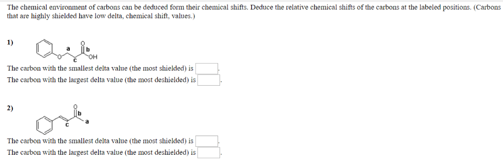 Solved The chemical environment of carbons can be deduced | Chegg.com