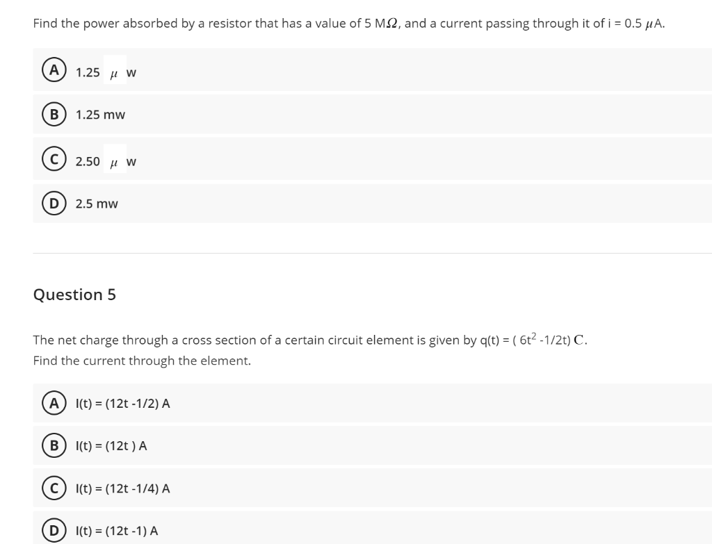 Solved Find the power absorbed by a resistor that has a | Chegg.com