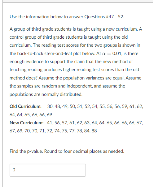 Solved Use the information below to answer Questions #47 - | Chegg.com