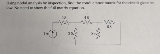Solved Using nodal analysis by inspection, find the | Chegg.com
