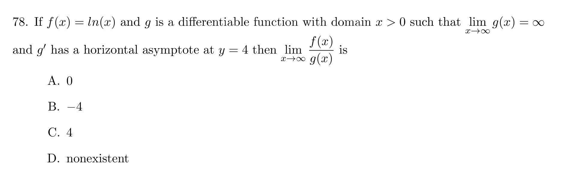 Solved x- 78. If f(x) = ln(x) and g is a differentiable | Chegg.com