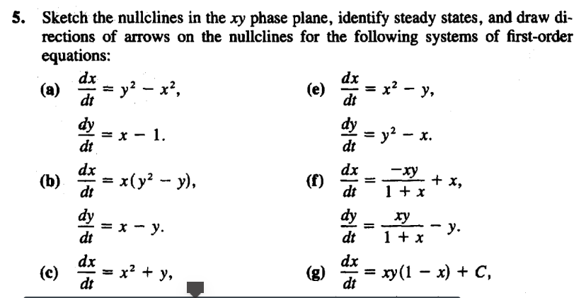 5. Sketch the nullclines in the xy phase plane, | Chegg.com