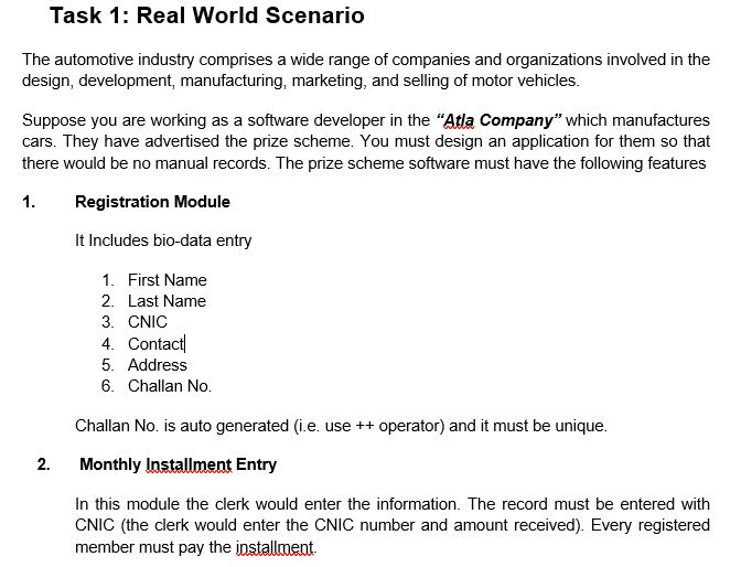 Solved Task 1: Real World Scenario The automotive industry | Chegg.com