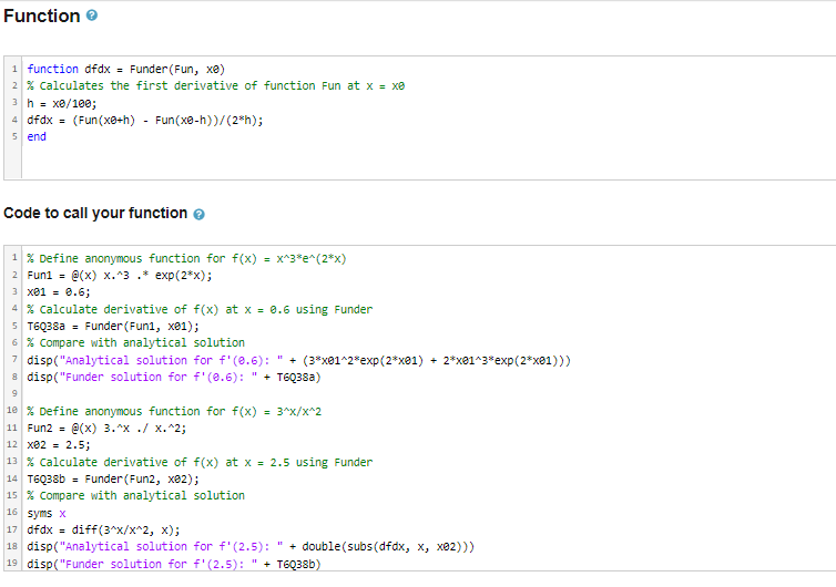 Solved MATLAB question here, i can't use 'sym x' as i dont | Chegg.com