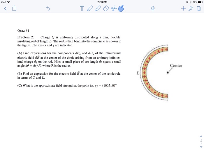 Solved Charge Q is uniformly distributed along a thin, | Chegg.com