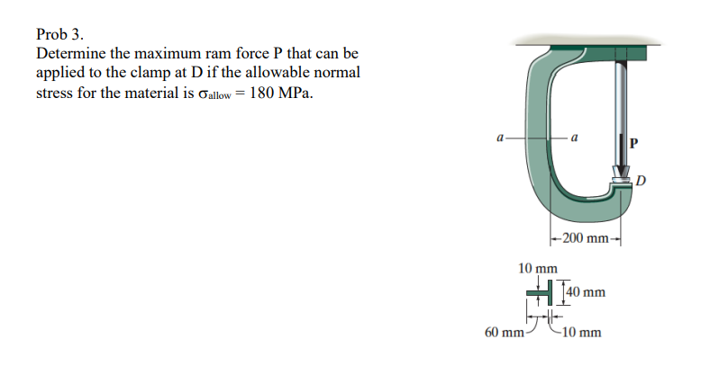 Solved Prob 3. Determine the maximum ram force P that can be | Chegg.com